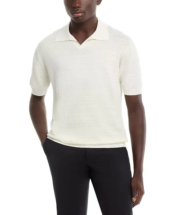 MAURIZIO BALDASSARI Striped Johnny Collar Knit Polo - White