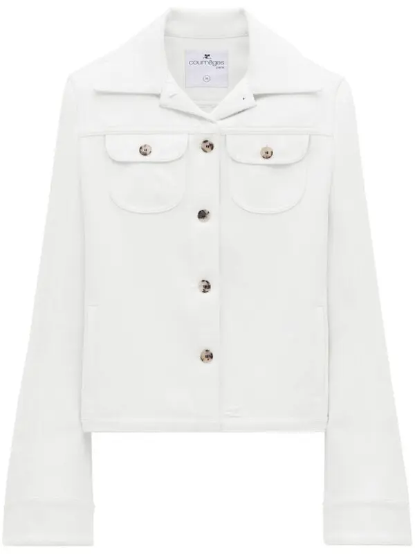 COURREGES Single-breasted Twill Jacket - White