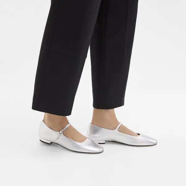 Theory Mary Jane Ballerina Flats - Silver