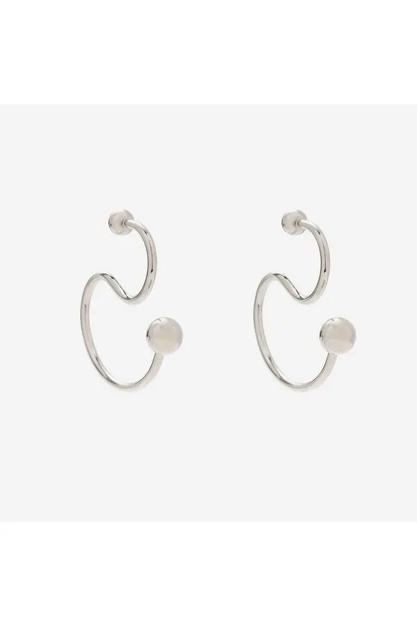 Lady Grey Swerve Barbell Hoop Earrings