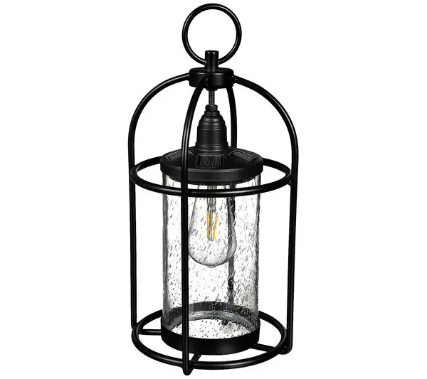 EVERGREEN Solar Metal Lantern With Clear Glass