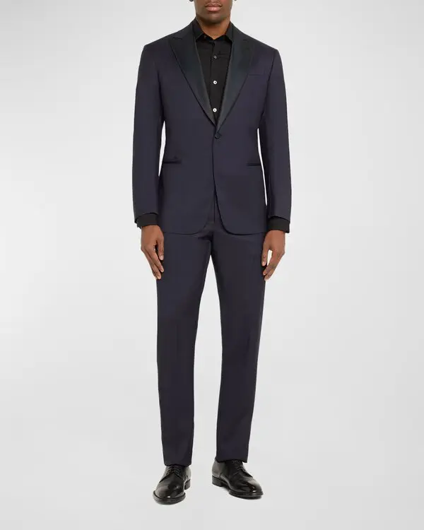 Giorgio Armani Silk-lapel Micro-pattern Suit