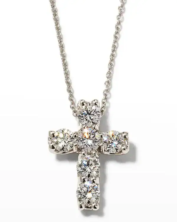 Roberto Coin 18k Diamond Square-set Cross Pendant Necklace - 05 Yellow ...