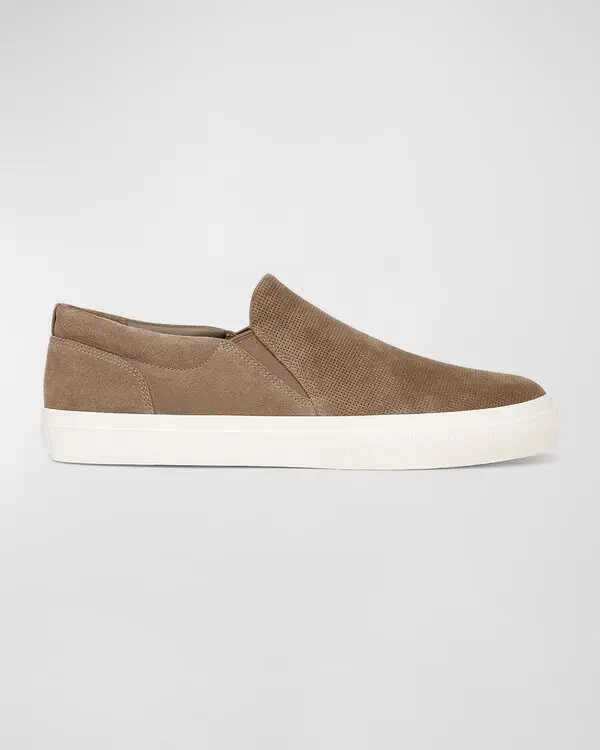 Vince Fletcher Suede Slip-on Sneakers - Flint Beige