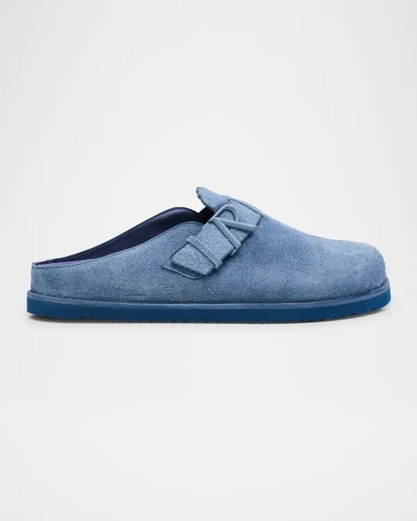 REPRESENT Initial Buckle Suede Mules - Blue