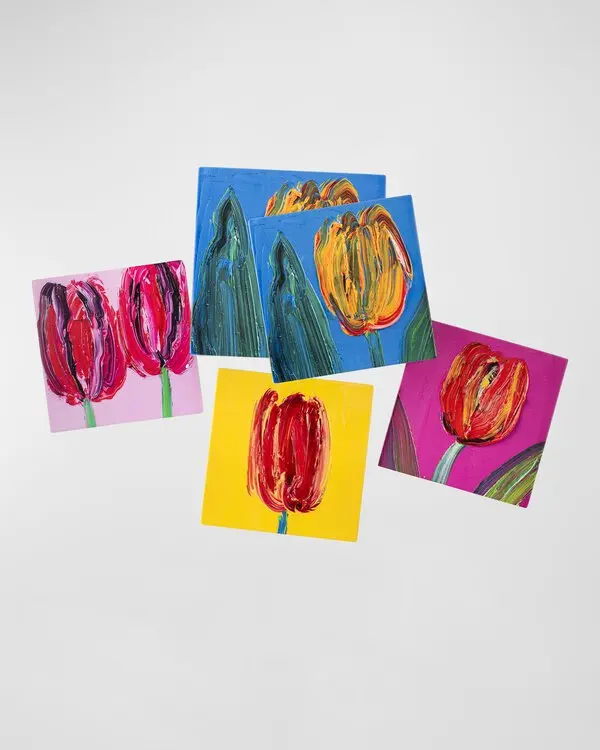 HUNT SLONEM Tulip Quartet Coaster Box, Set Of 4
