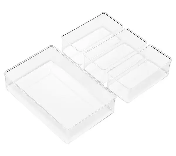 SORBUS Clear Drawer Organizer 4-piece Set, Mult I-purpose Bins