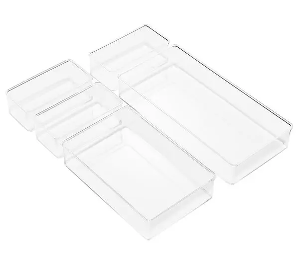SORBUS 5-piece Set Office Clear Narrow Drawer O Rganizers