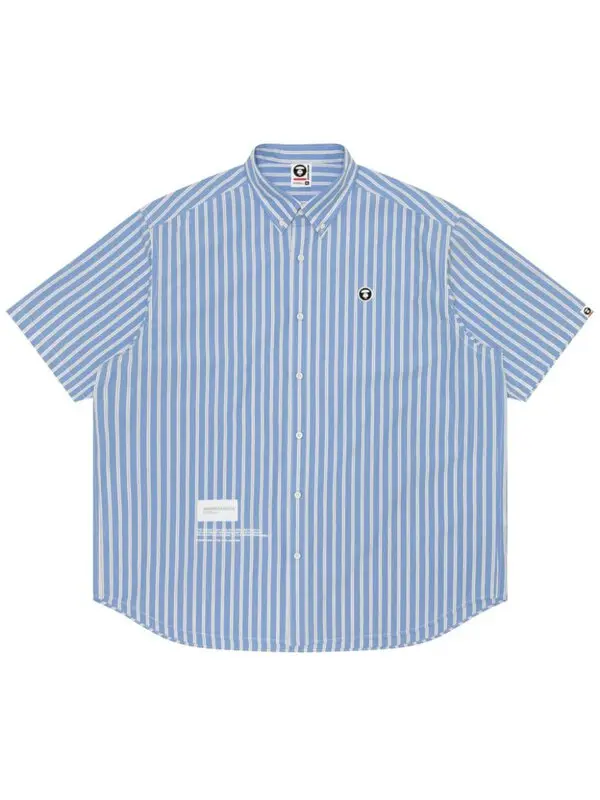 AAPE BY *A BATHING APE® Striped Cotton Shirt - Blue