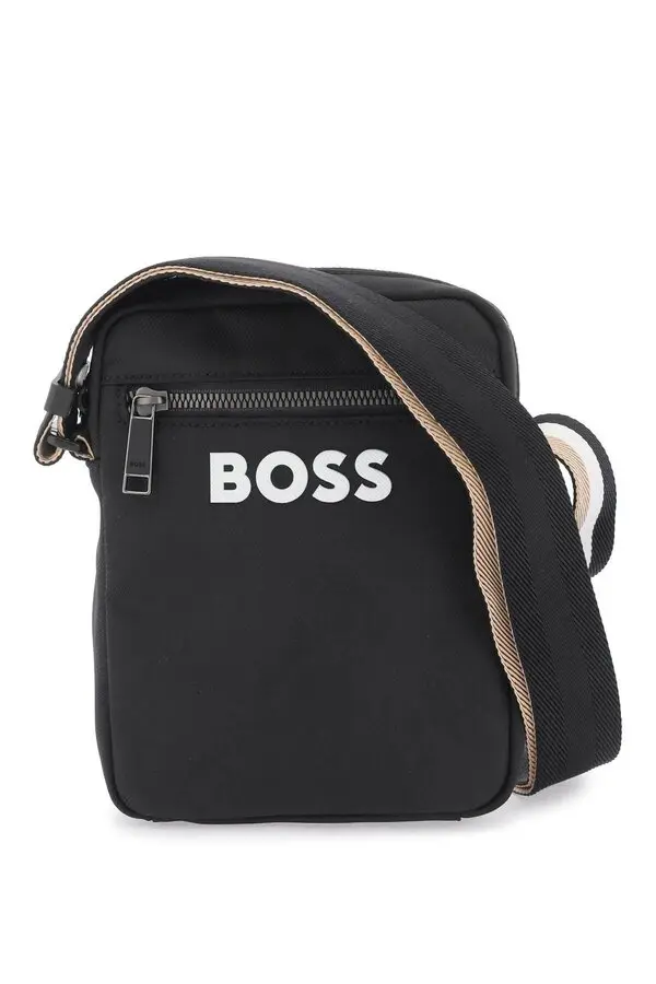 Hugo Boss Shoulder Bag With Rubberized Logo - Black | Editorialist