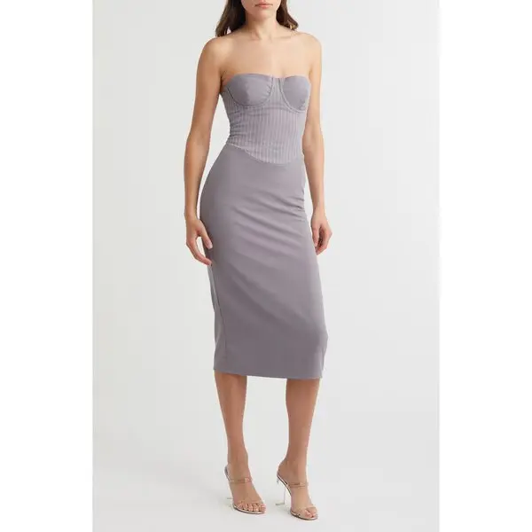 MISTRESS ROCKS Strapless Corset Midi Dress