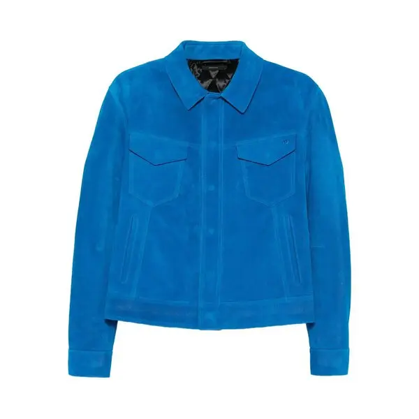 TOM FORD Leather Outerwear - Blue
