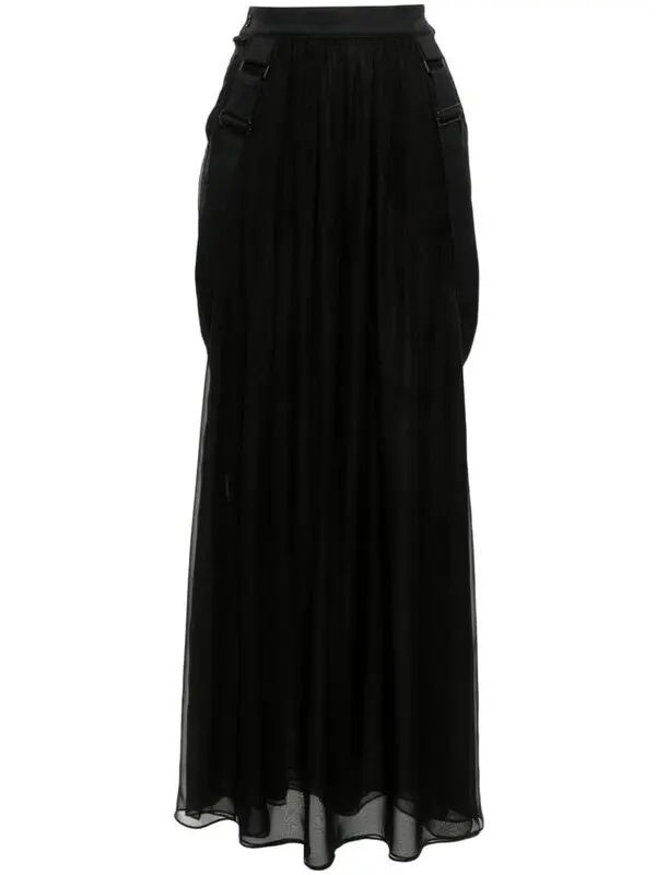 Max Mara Silk Chiffon Long Skirt - Black
