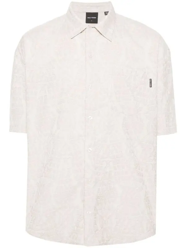 DAILY PAPER Zuri Macrame Jacquard Relaxed Short Sleeves Shirt - Brown