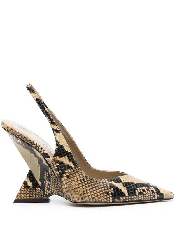 Attico Cheope 105mm Leather Slingback Pumps - Neutrals