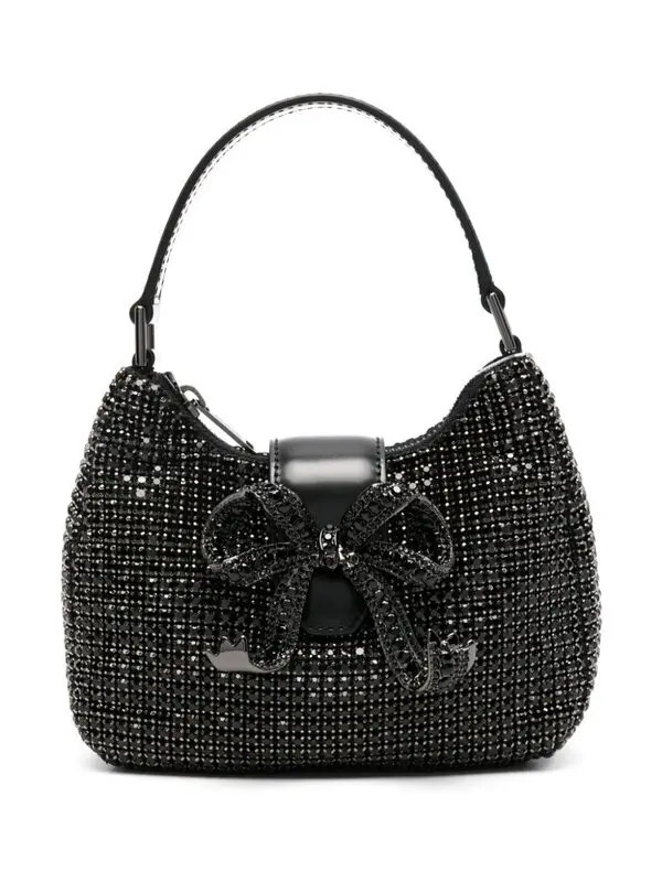 SELF-PORTRAIT Diamante Crescent Tote - Black