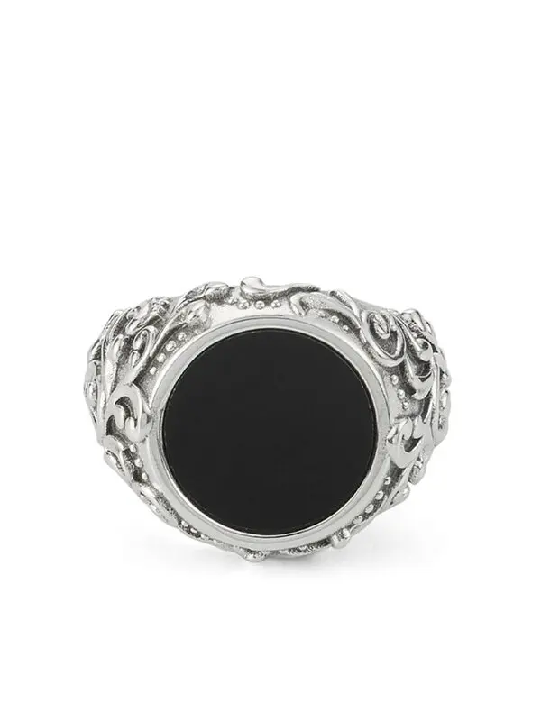 Emanuele Bicocchi Arabesque Onyx Ring - Silver