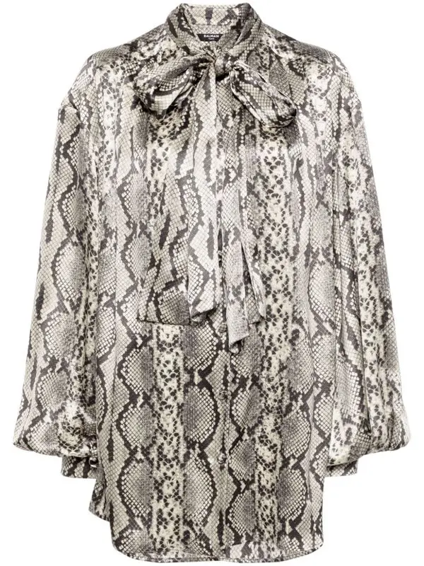 Balmain Snakeskin-print Silk Blouse