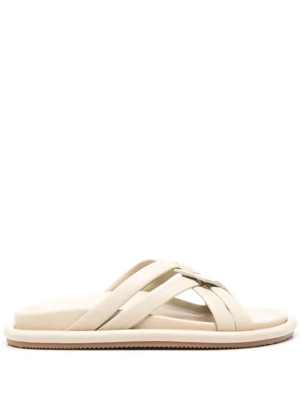 Moncler Bell Interwoven Straps Slides - Neutrals