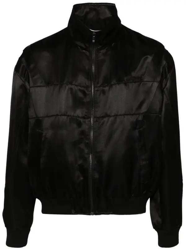 Saint Laurent Logo-embroidered Satin Bomber Jacket - Black