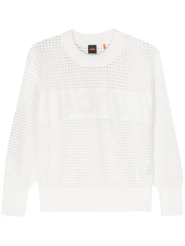 Hugo Boss Perforated-logo Open-knit Jumper