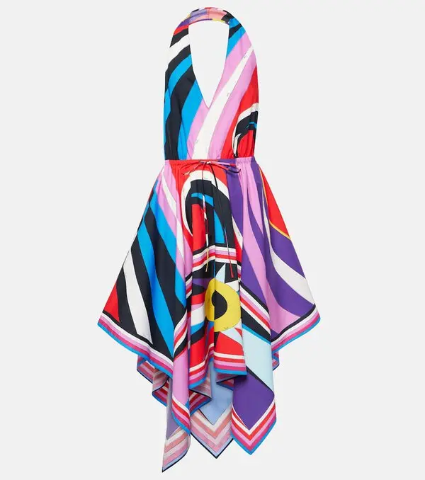 Emilio Pucci Cigni Halterneck Cotton Midi Dress