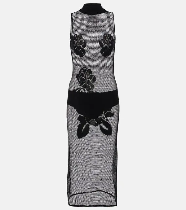 Magda Butrym Floral Mesh Midi Dress