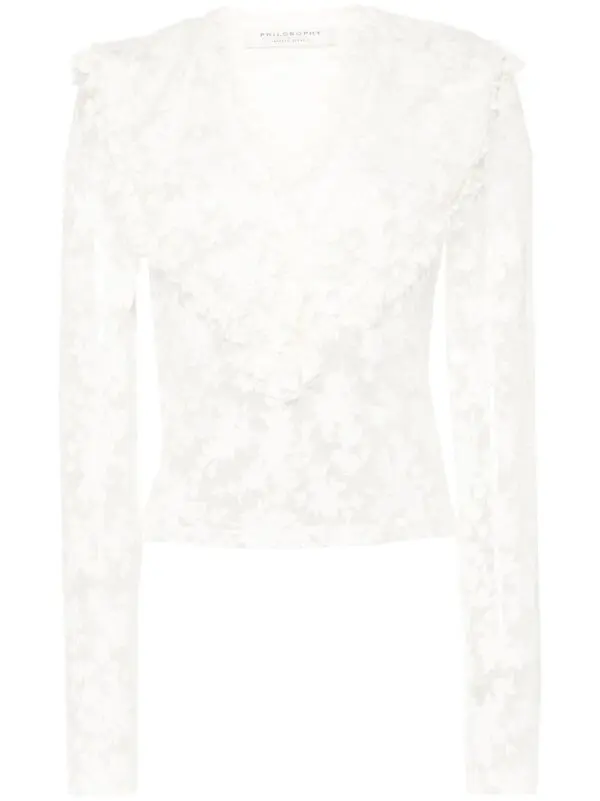 Philosophy Di Lorenzo Serafini Floral-devoré Semi-sheer Blouse