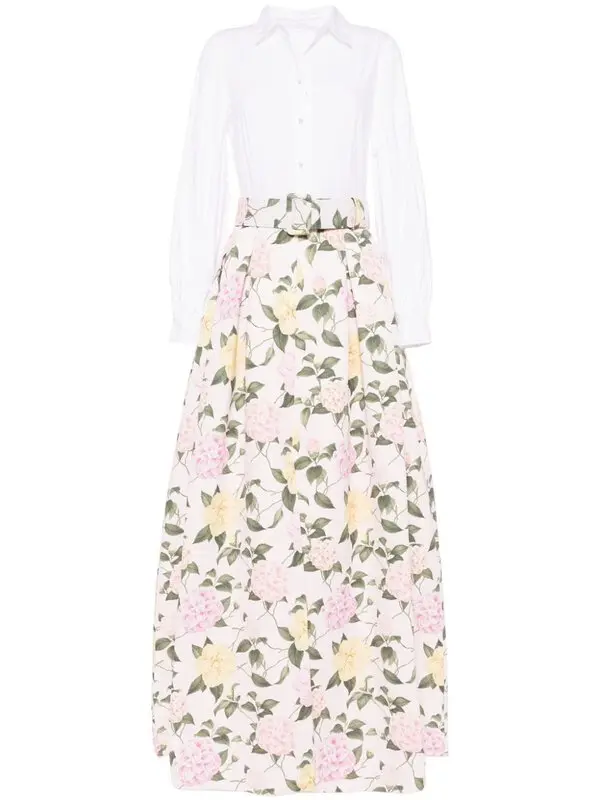 Sachin & Babi Florence Panelled Gown - White