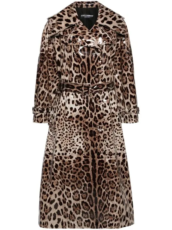 Dolce & Gabbana Leopard-print Belted Trench Coat