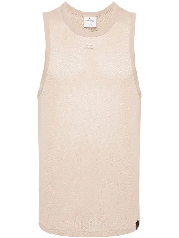 COURREGES Logo-embroidered Mesh Top