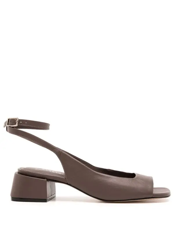 STUDIO CHOFAKIAN Square-toe Leather Sandals - Brown