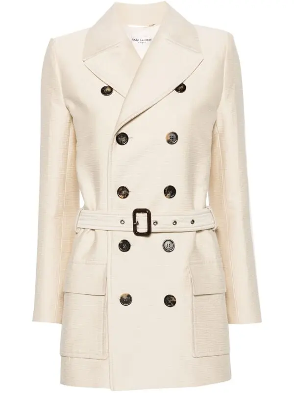 Saint Laurent Belted Double-breasted Coat