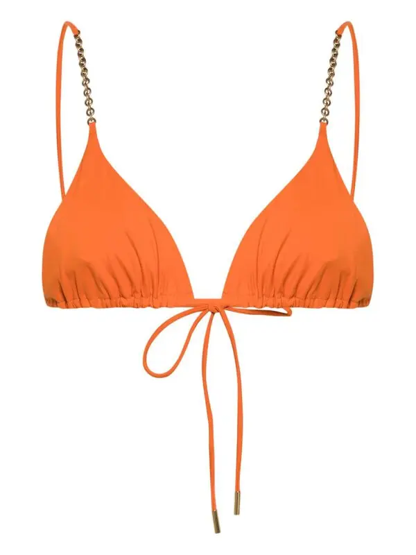 Saint Laurent Chain-Link Triangle-Cup Bikini Top Orange