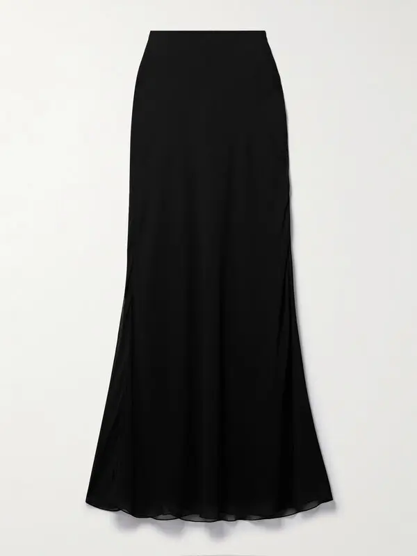 Khaite Mauva Silk-chiffon Maxi Skirt - Black