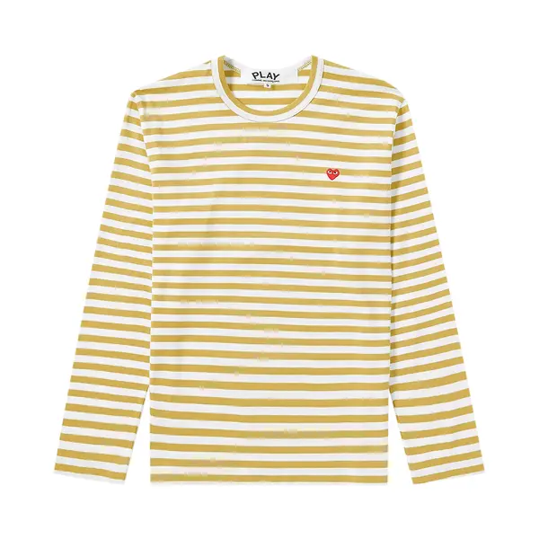 Play Comme Des Garcon Striped Long-sleeve T-shirt - Yellow