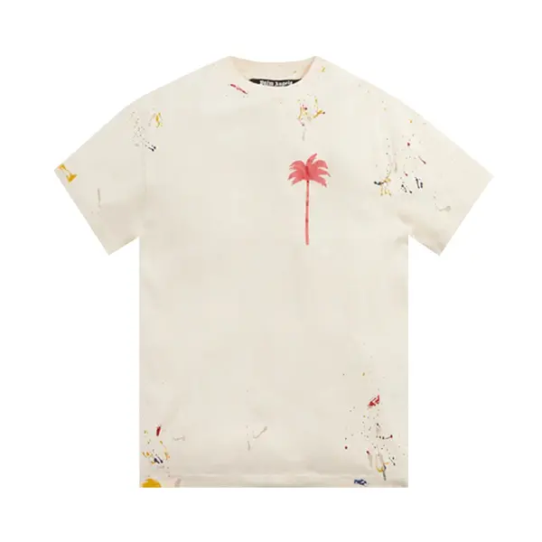 Palm Angels Pxp Painted Classic Tee 'off White/red - Cream