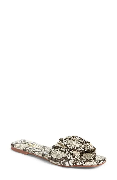 Yosi Samra Naomi Ruched Slide Sandal - Natural Snake