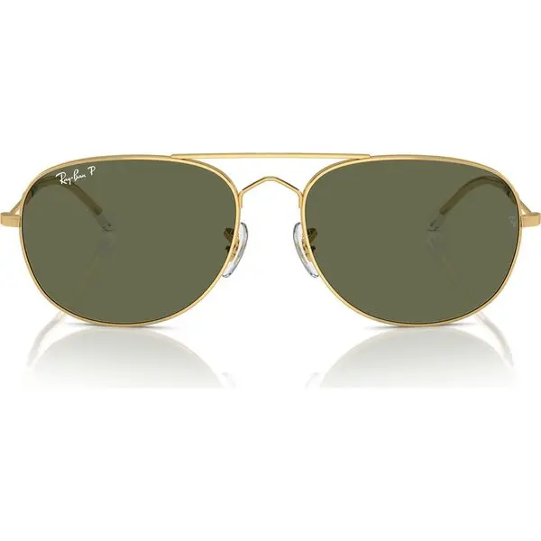 Ray-ban Bain Bridge 60mm Polarized Pillow Aviator Sunglasses - Gold Flash