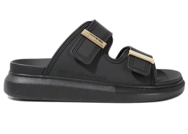 Alexander McQueen Hybrid Buckled Rubber Sandals - Black/gold