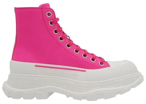 Alexander McQueen Leather Tread Slick Boots - Pink/white