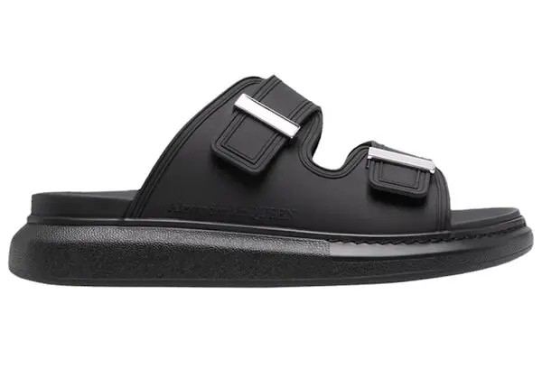 Alexander McQueen Hybrid Buckled Rubber Sandals - Black/silver