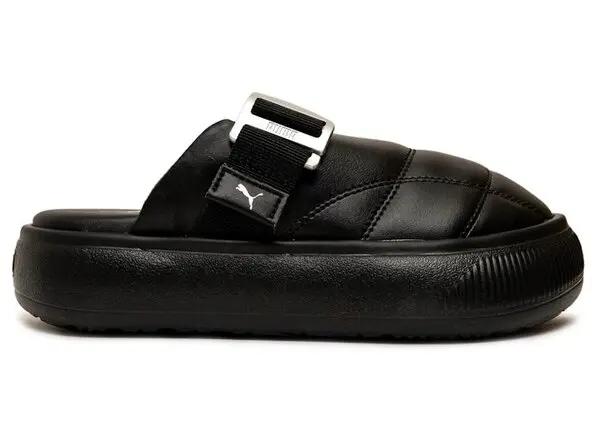 PUMA Suede Mayu Leather Mule - Puma Black/puma Silver