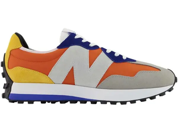 NEW BALANCE 327 Dejounte Murray Heat Up Sneakers - Tan/orange/blue