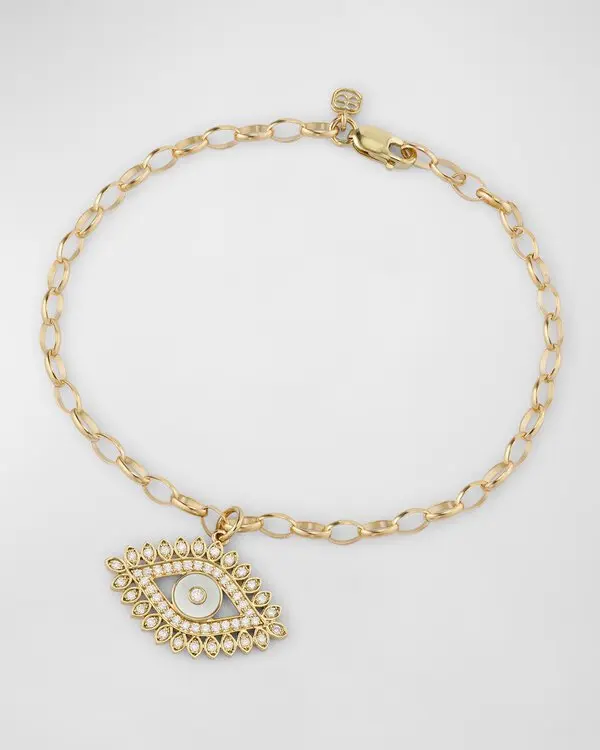 SYDNEY EVAN Evil Eye Charm Belcher Chain Bracelet