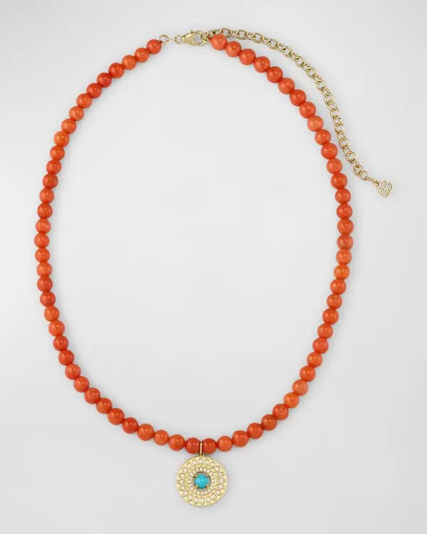 SYDNEY EVAN Turquoise Evil Eye Coral Beaded Choker