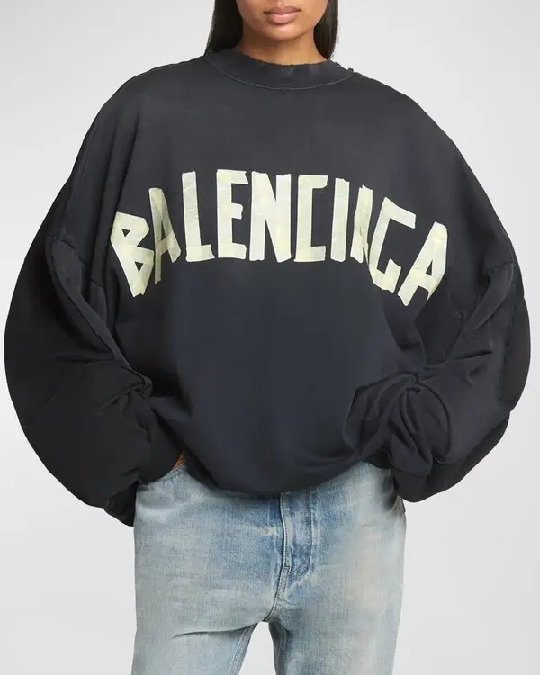 Balenciaga Oversized Crewneck Sweatshirt - 1021 Wash Black/fade Blck