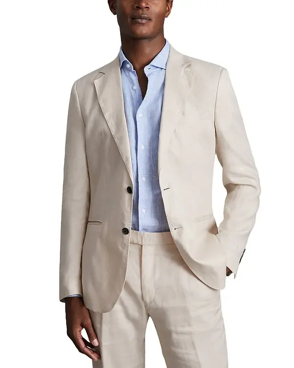 REISS Kin Linen Slim Fit Suit Jacket - Stone