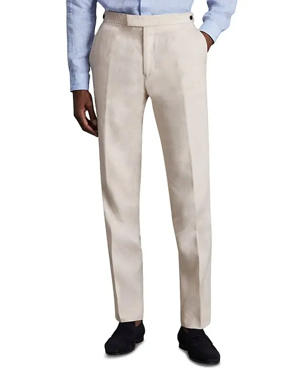 REISS Kin Linen Slim Fit Suit Pants - Stone