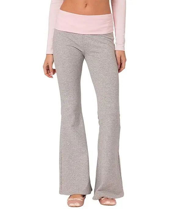 EDIKTED Molly Contrast Flared Leggings - Gray Melange